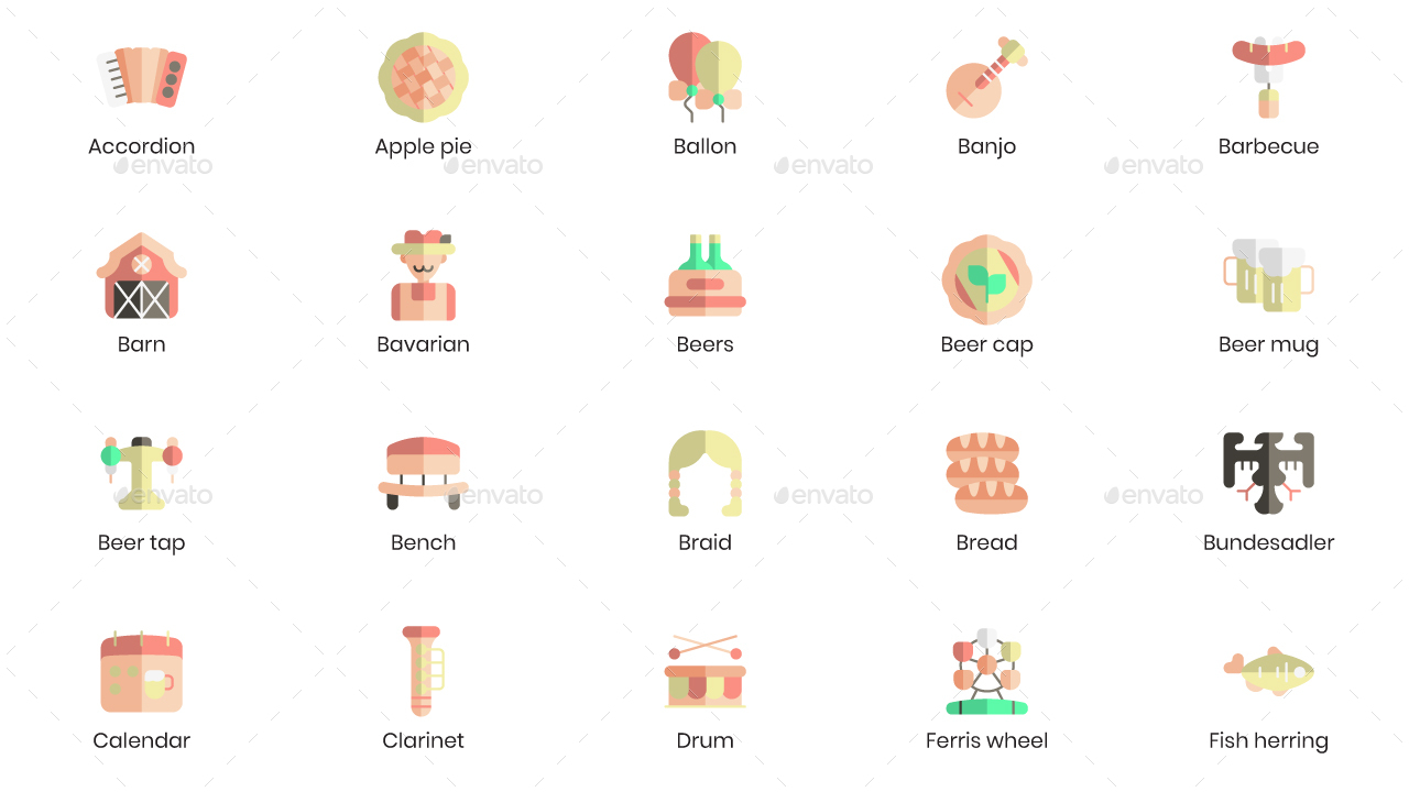 Oktoberfest Flat Icons, Icons | GraphicRiver