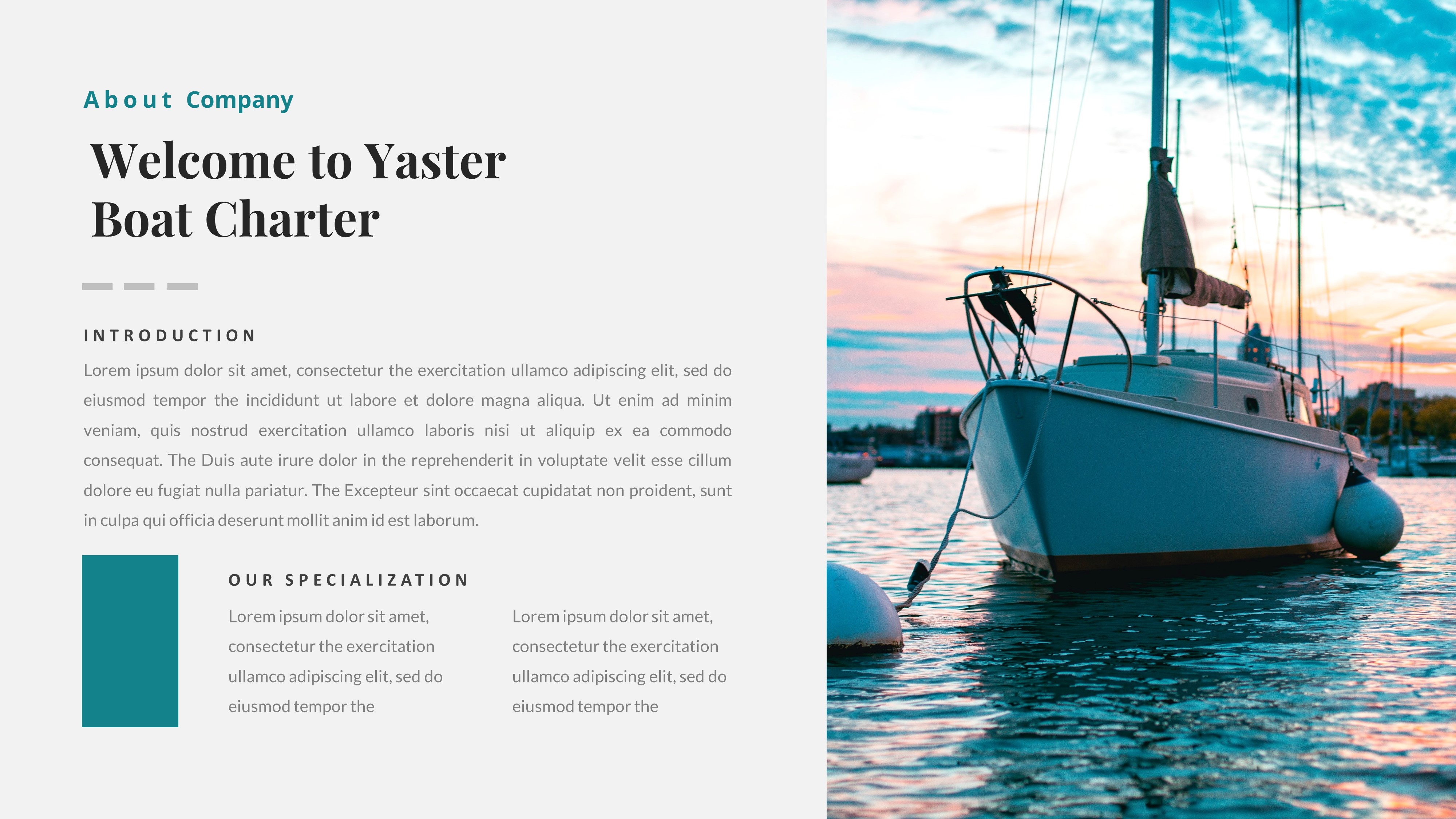 Yaster Boat Charter Presentation PowerPoint Template, Presentation ...