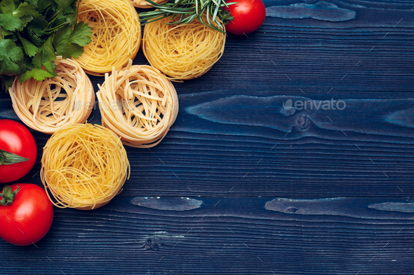 top view closeup detail of tagliatelle Italian pasta Stock Photo by ...