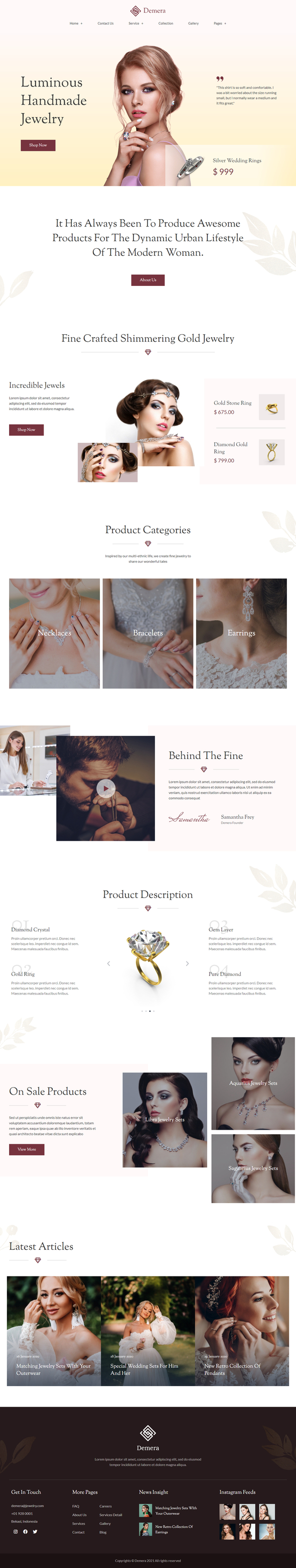 Demera - Jewelry Manufacturer & Store Elementor Template Kit by SelarasWP