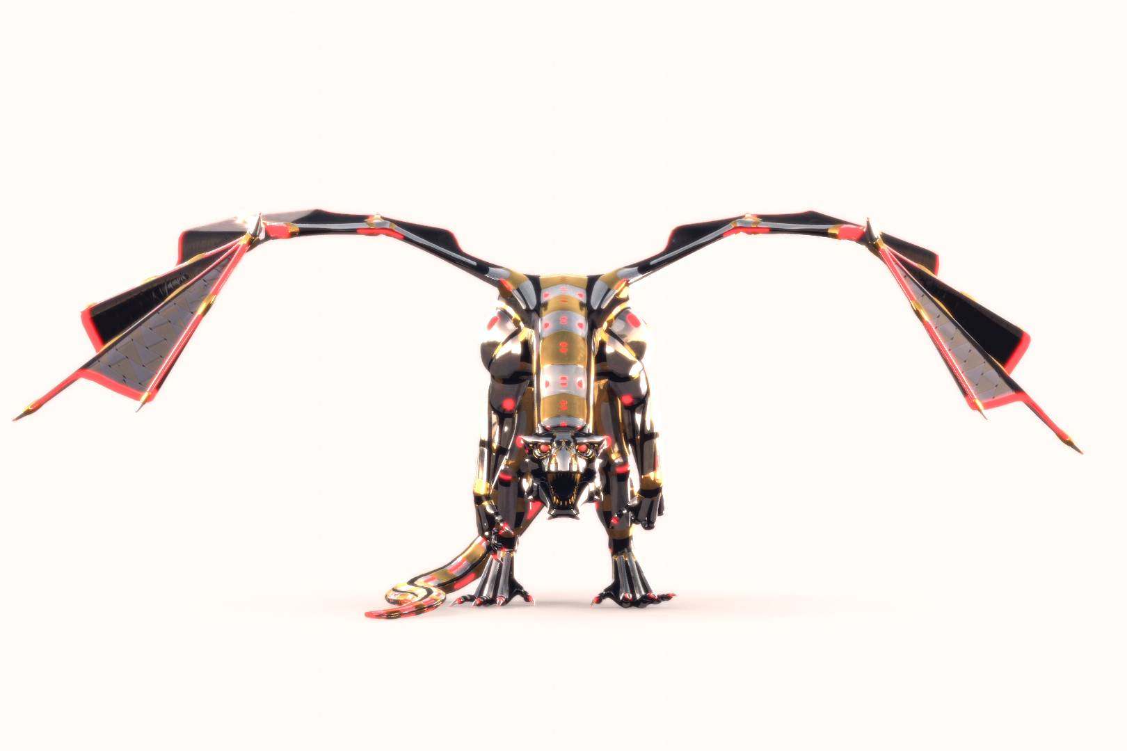 Robot Dragon with Red Lights (Fully Rigged) by thesouzart | 3DOcean