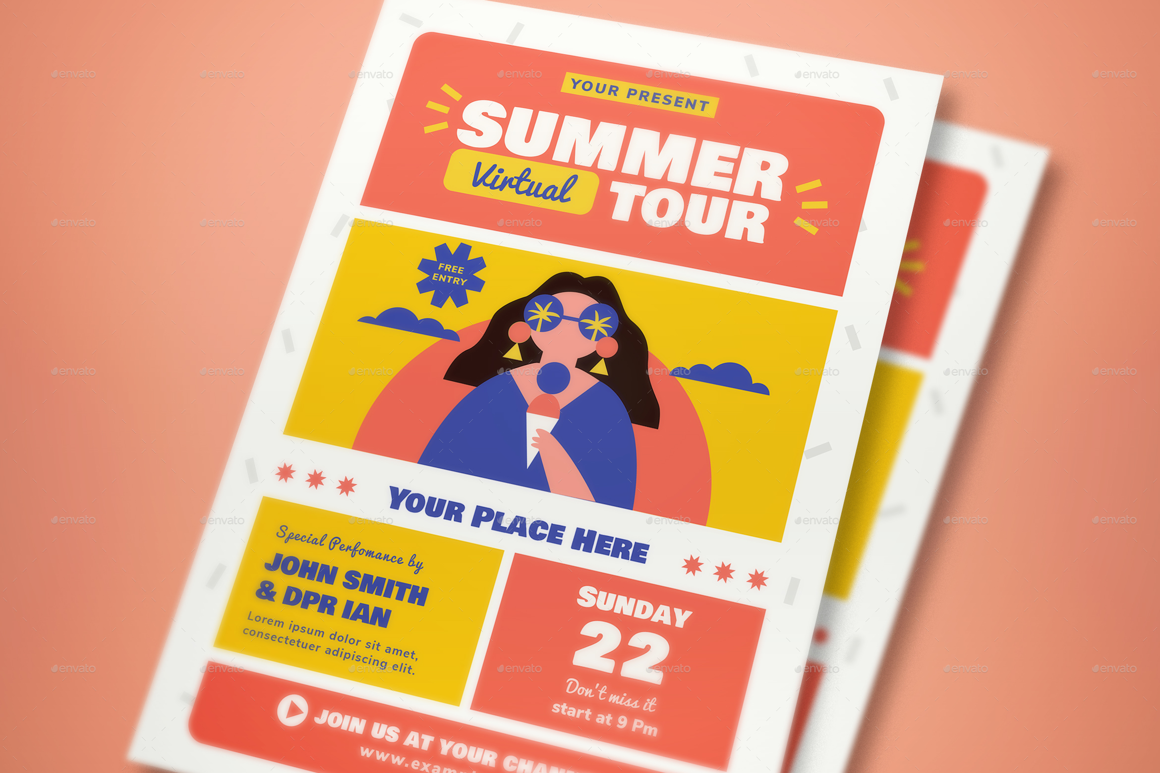 Summer Virtual Tour Flyer Set, Print Templates | GraphicRiver