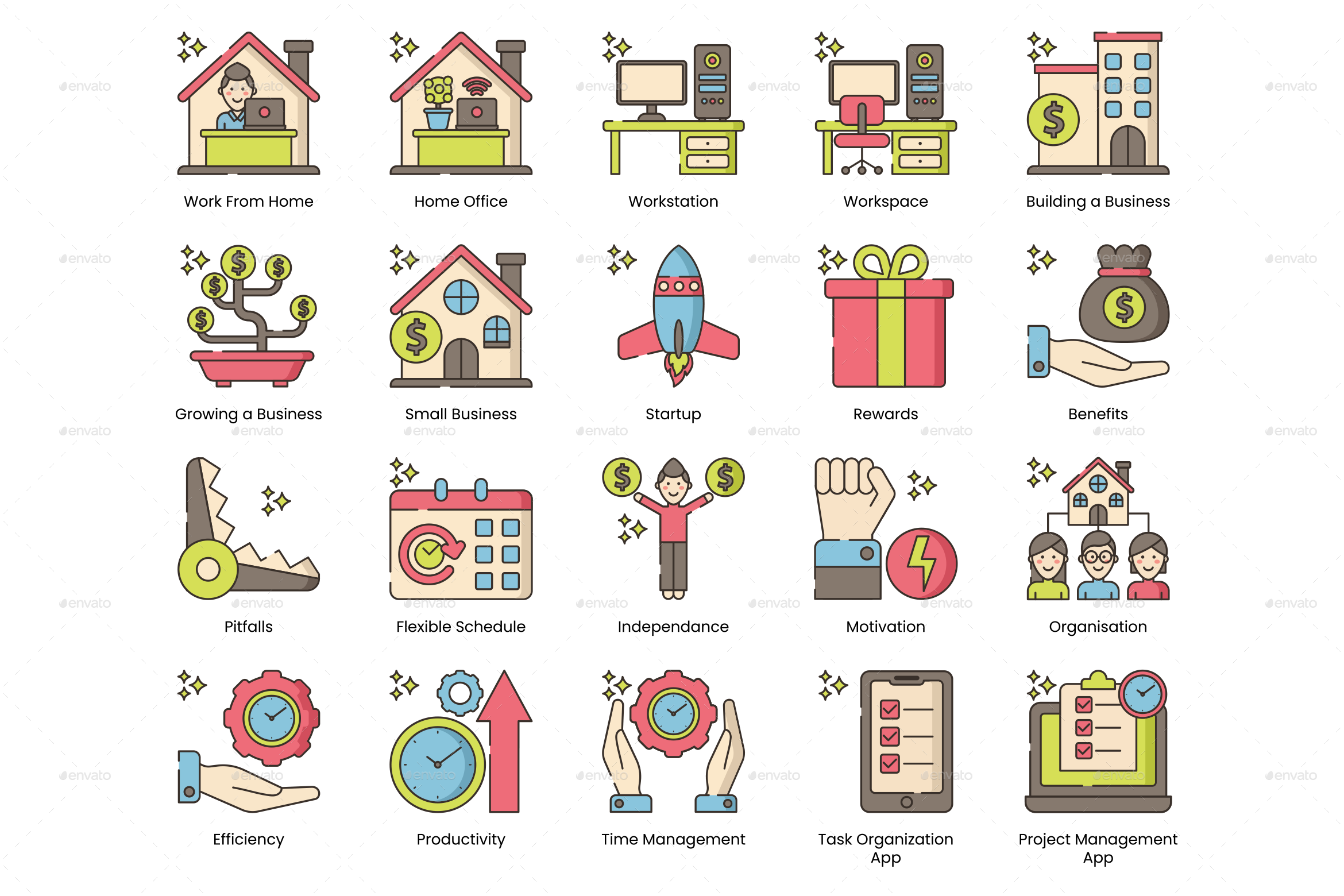 75 Home-Based Business Icons | Hazel Series, Icons | GraphicRiver