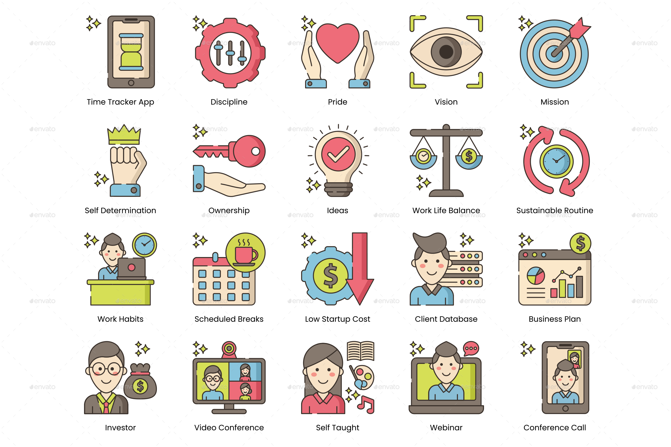 75 Home-Based Business Icons | Hazel Series, Icons | GraphicRiver