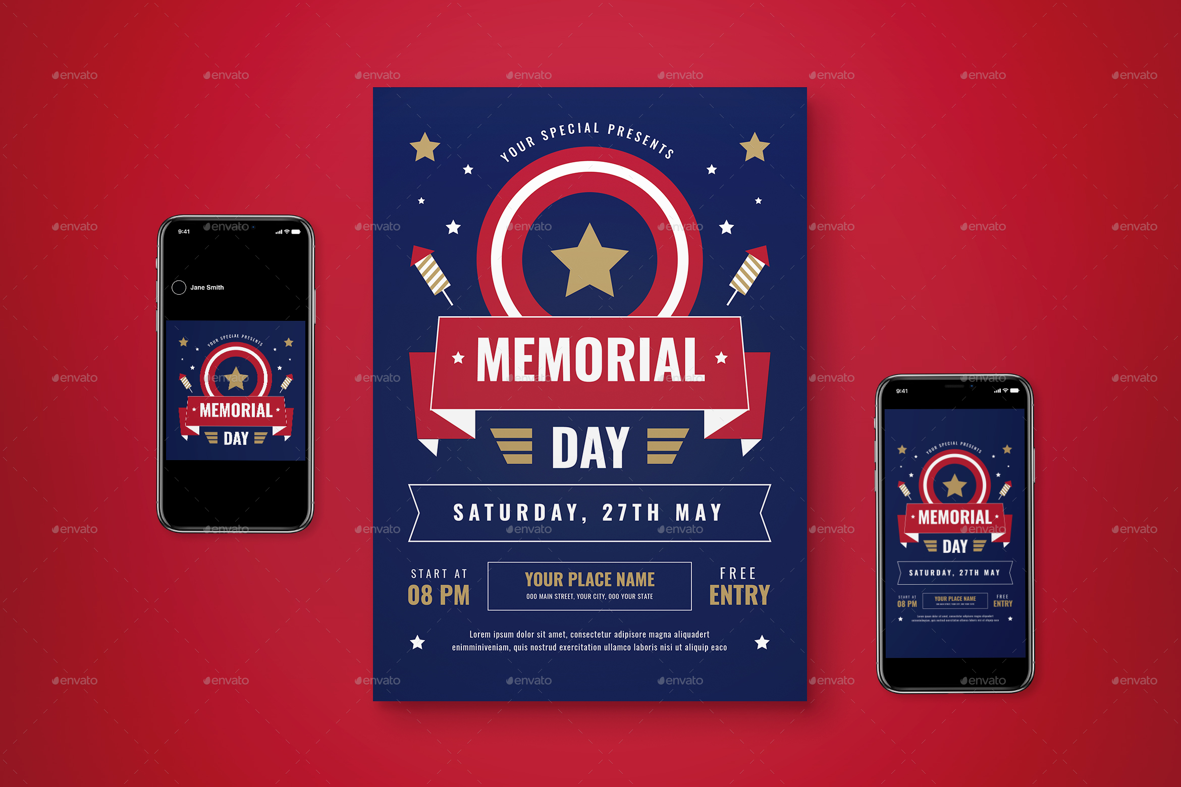 Memorial Day Flyer Set, Print Templates | GraphicRiver
