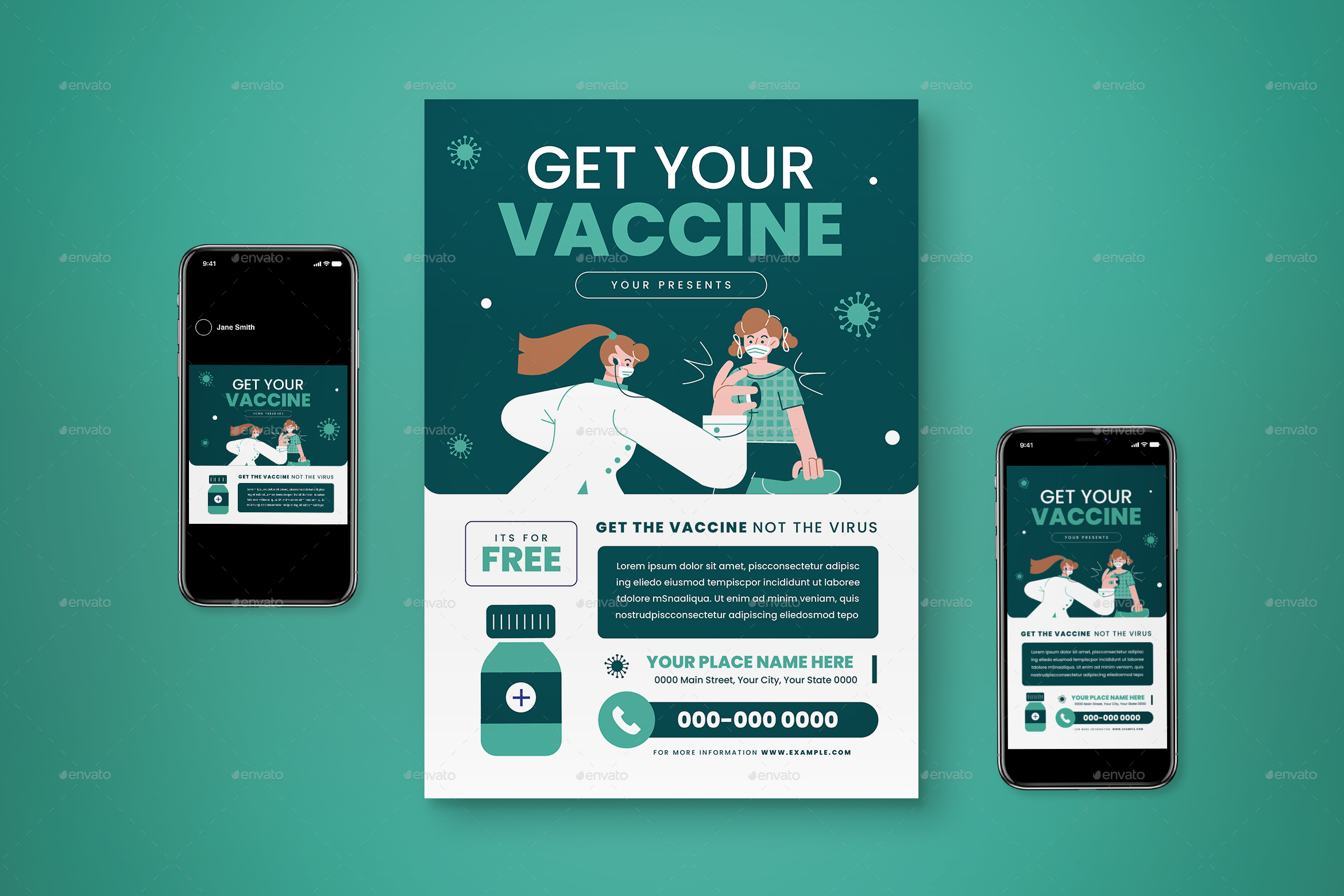 Get Your Vaccine Flyer Set, Print Templates | GraphicRiver