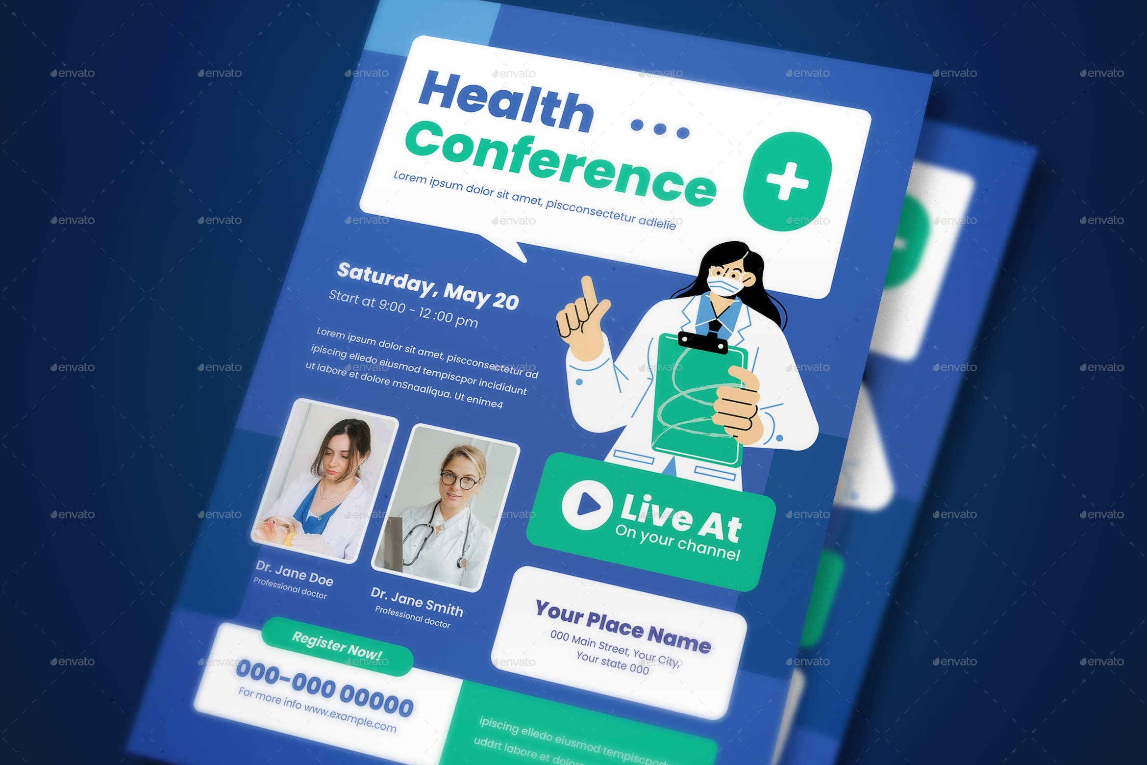 Health Conference Flyer Set, Print Templates | GraphicRiver
