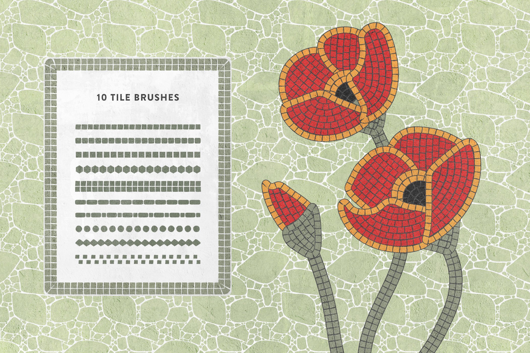 Mosaic Tile Illustrator Brushes, Add-ons | GraphicRiver