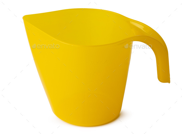 Yellow plastic household dipper isolated on white Stock Photo by ...