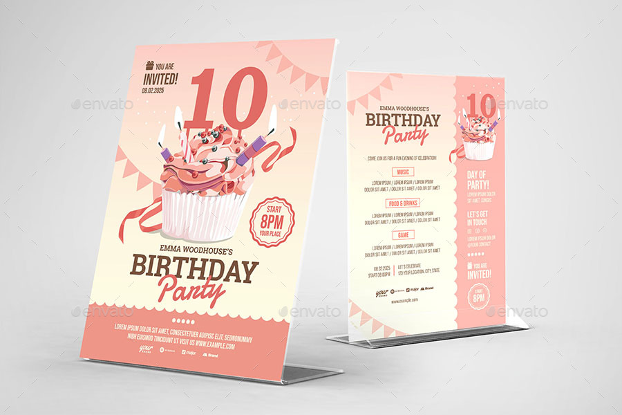 A readymade 5x7" flyer template for Girls Birthday Invitation in ...