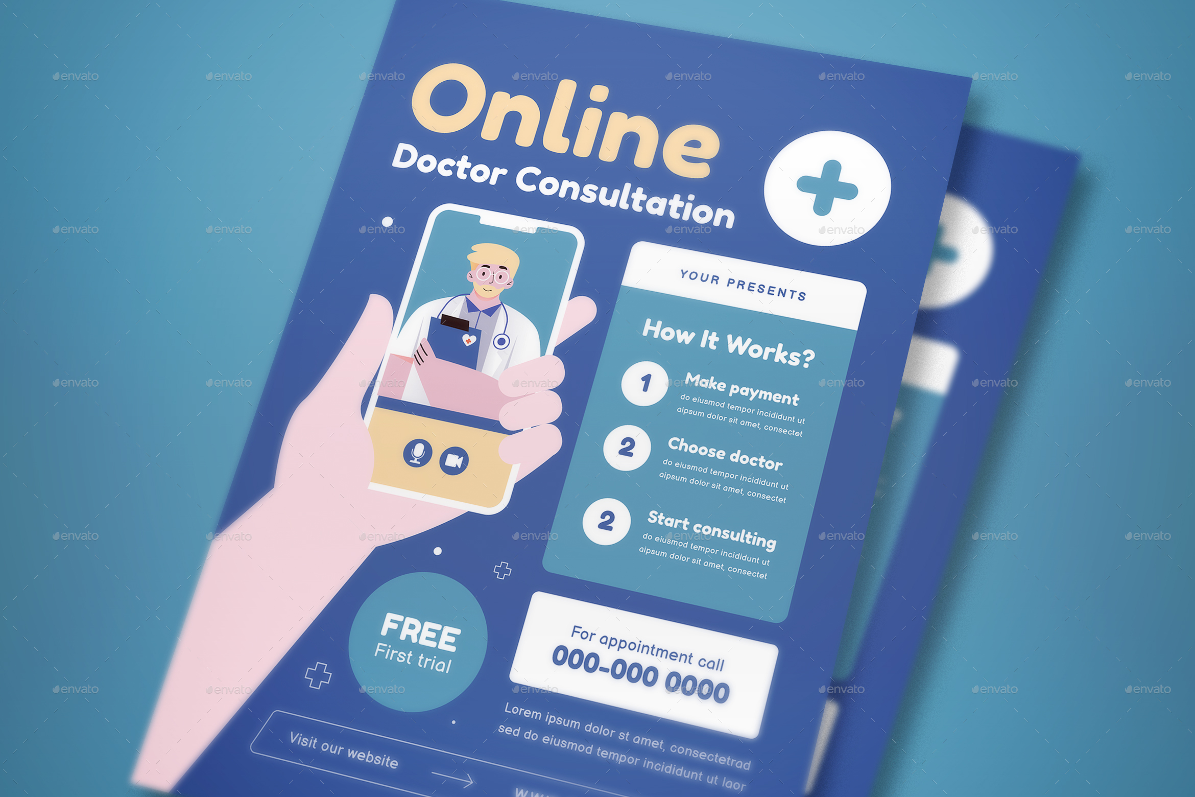Online Doctor Consultation Flyer Set, Print Templates | GraphicRiver