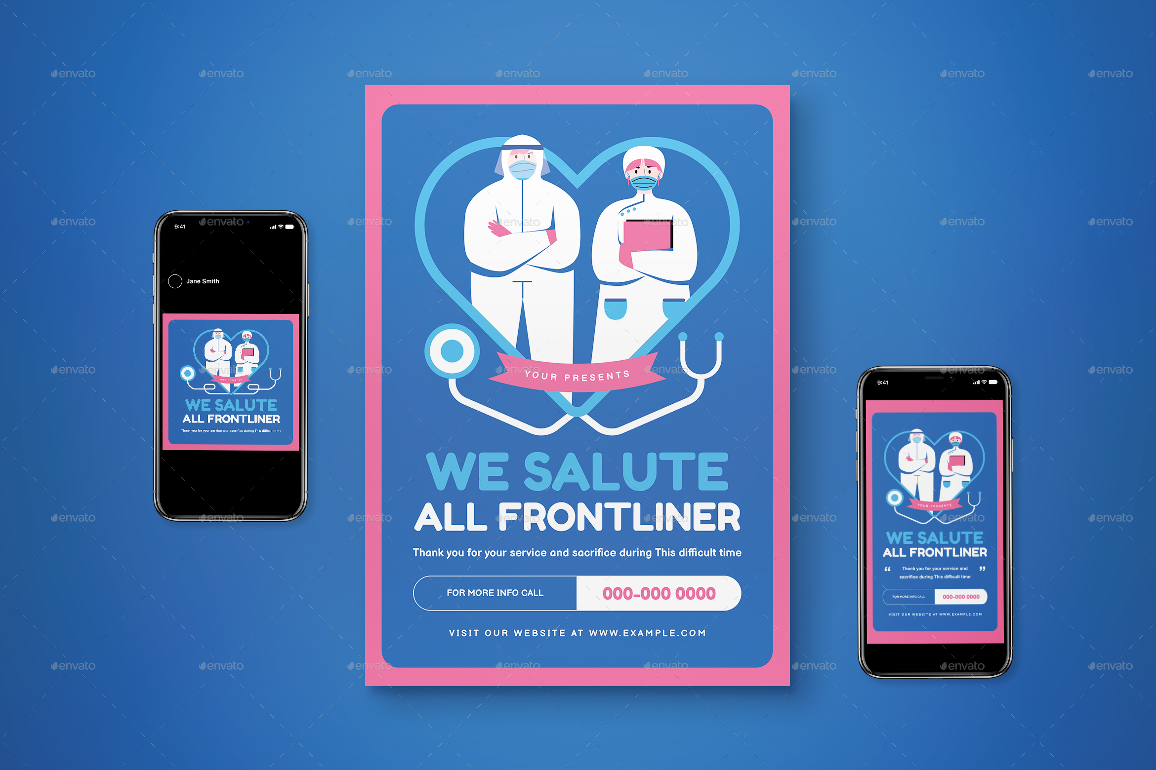 We Salute All Frontliner Flyer Set, Print Templates | GraphicRiver