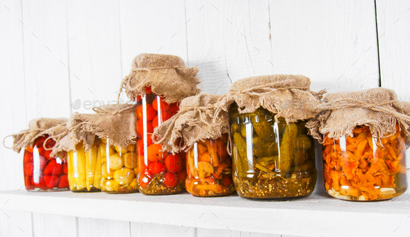 Preserved food in glass jars Stock Photo by Artem_ka | PhotoDune