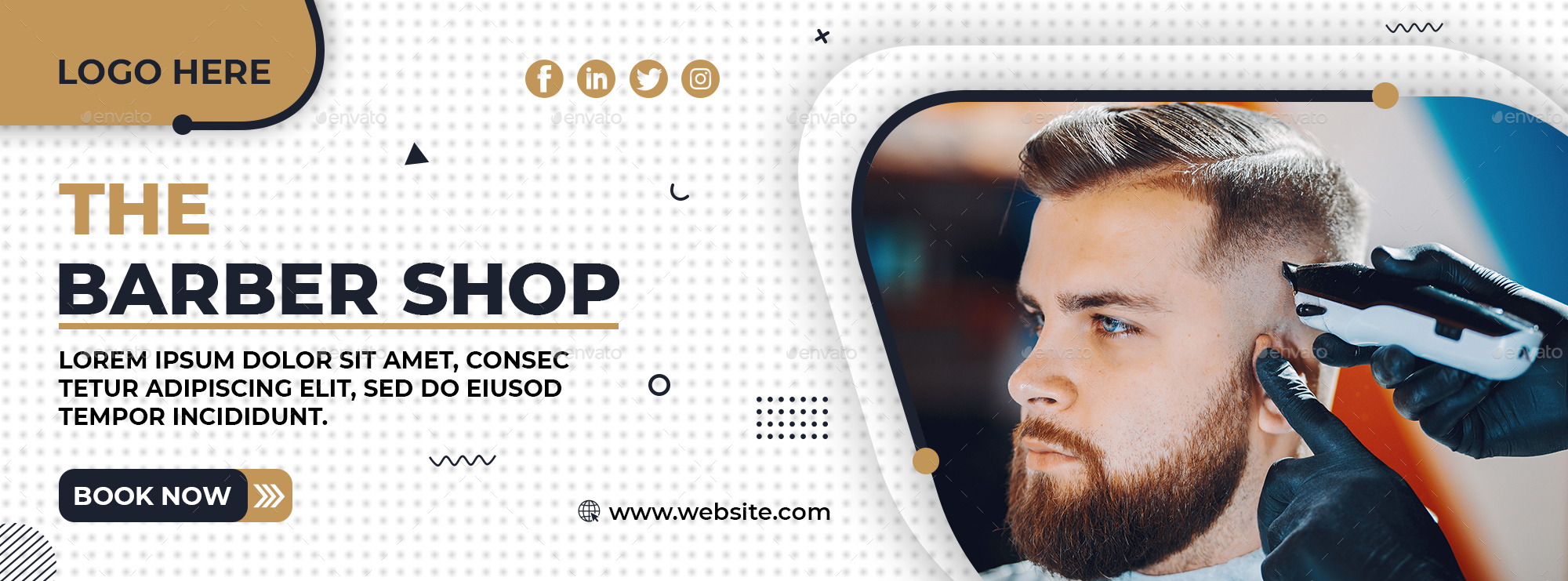 Barbershop Facebook Cover Banner, Web Elements | GraphicRiver