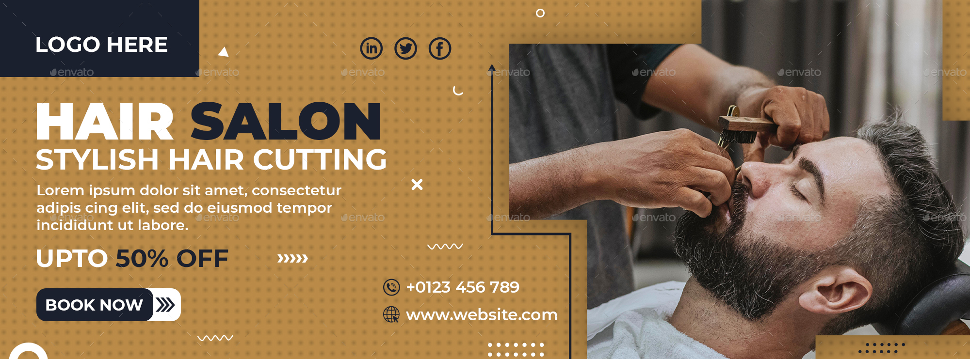 Barbershop Facebook Cover Banner, Web Elements | GraphicRiver