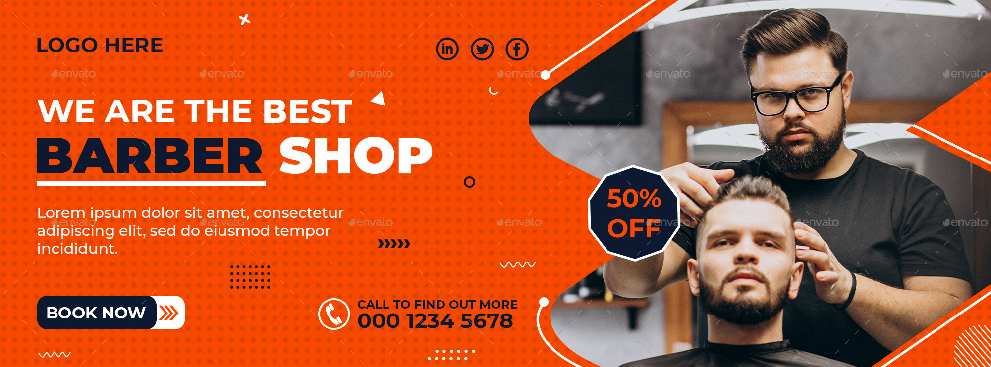 Barbershop Facebook Cover Banner, Web Elements | GraphicRiver