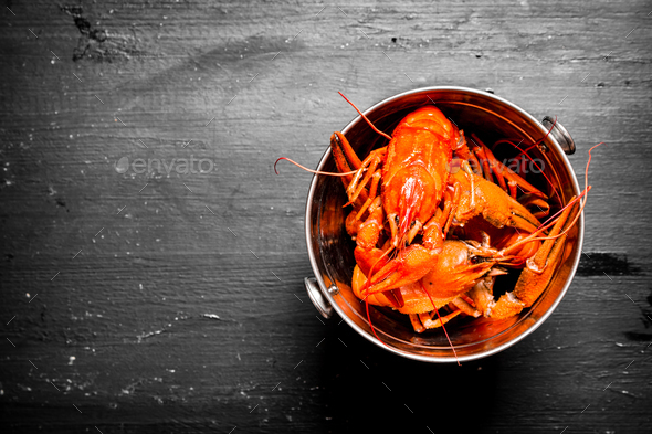 Boiled crawfish in a metal bucket. Stock Photo by Artem_ka | PhotoDune