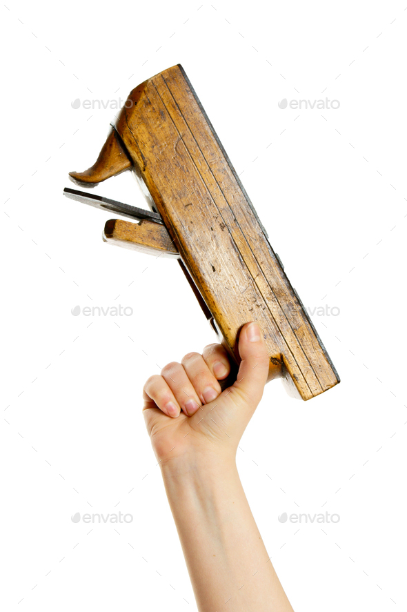 Plane in hand on white background. Stock Photo by Artem_ka | PhotoDune