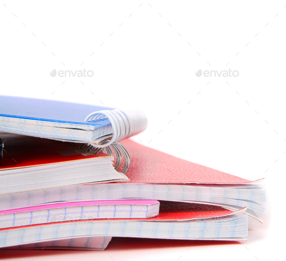 Writing-books on a white background. Stock Photo by Artem_ka | PhotoDune
