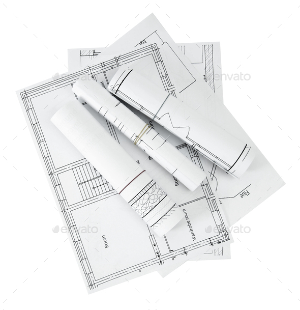 Repair work. Drawings for building on white a background. Stock Photo ...