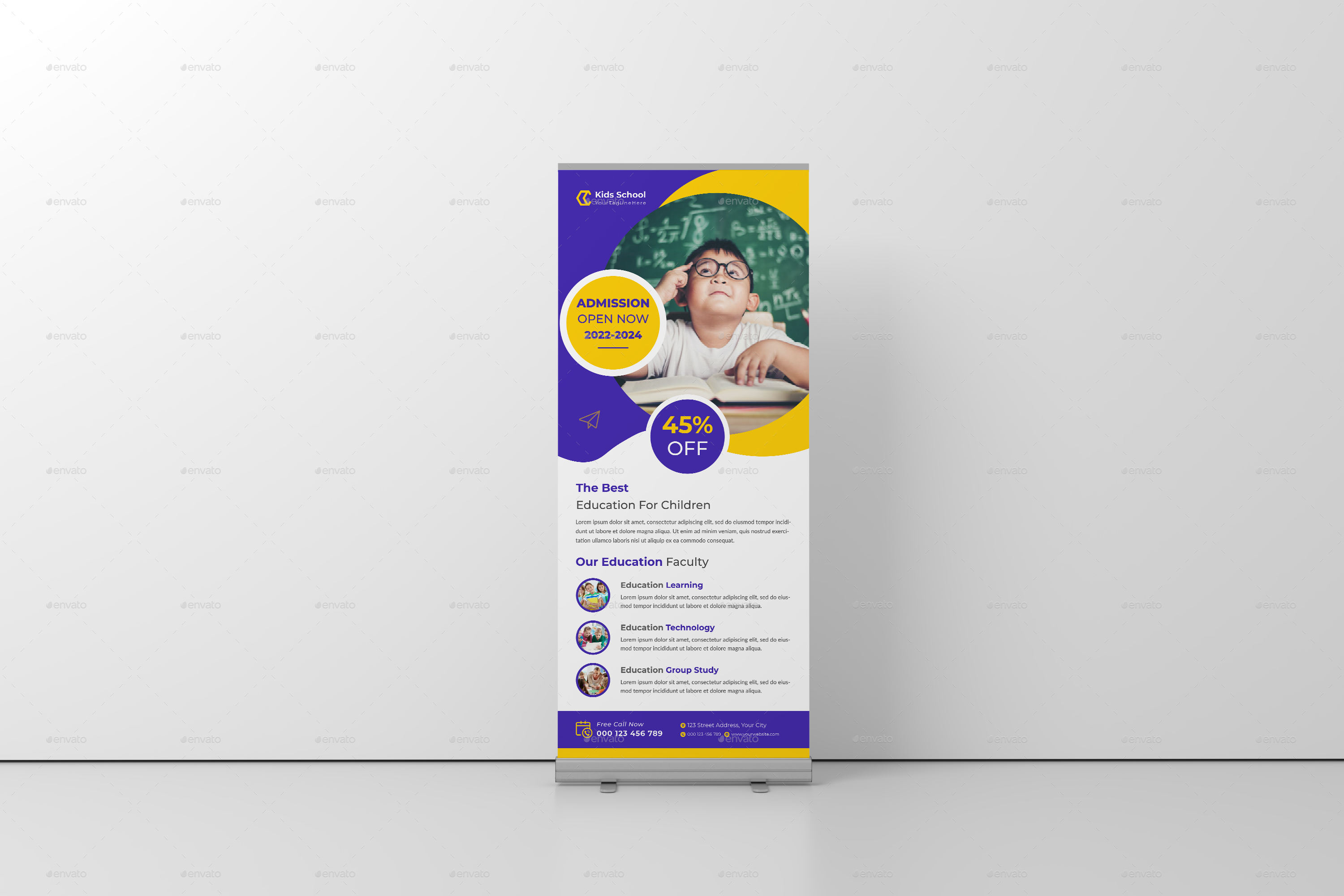 School Educational Admission Rollup Banner, Print Templates | GraphicRiver