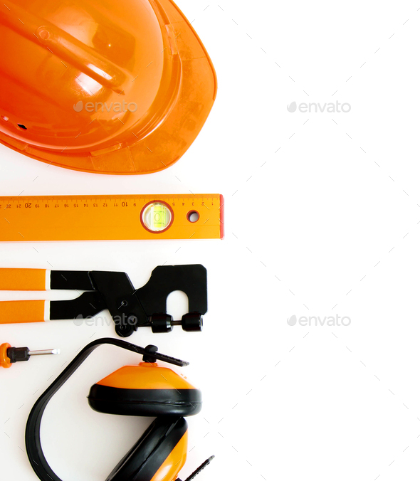 Orange style. Working tools on a white background. Stock Photo by Artem_ka