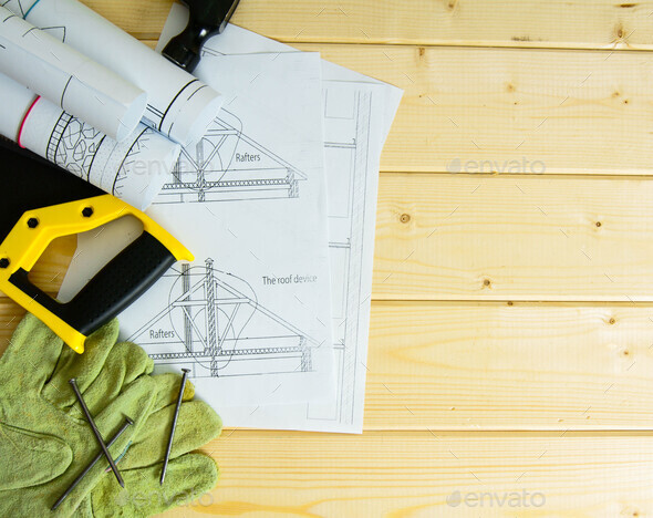 Repair work.. Drawings for building and working tools on wooden ...
