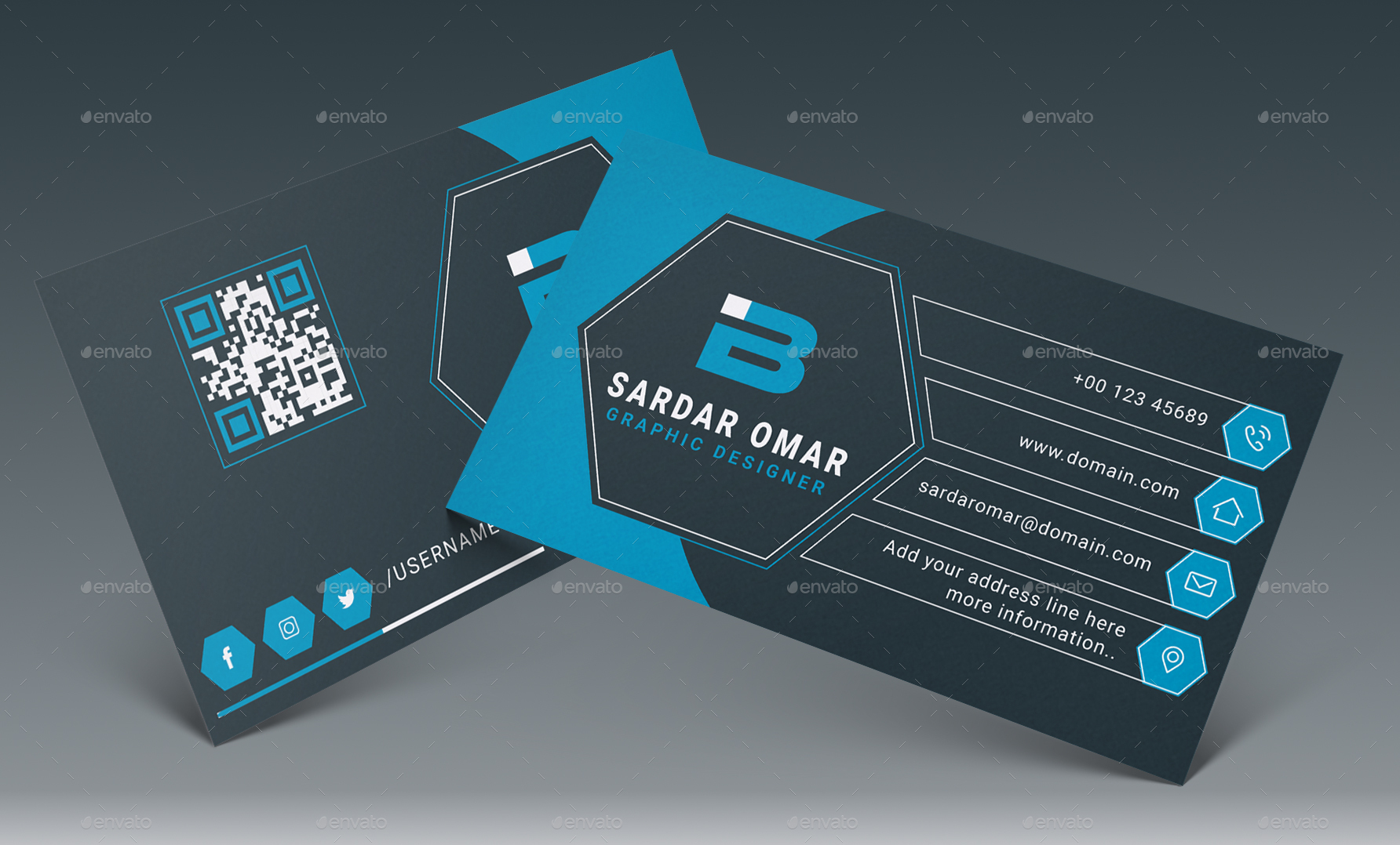 Polygon Business Card - Corporate Identity Template, Print Templates