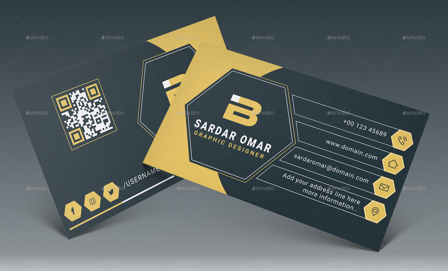 Polygon Business Card - Corporate Identity Template, Print Templates