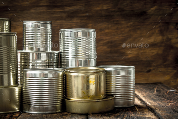 Food in tin cans. Stock Photo by Artem_ka | PhotoDune