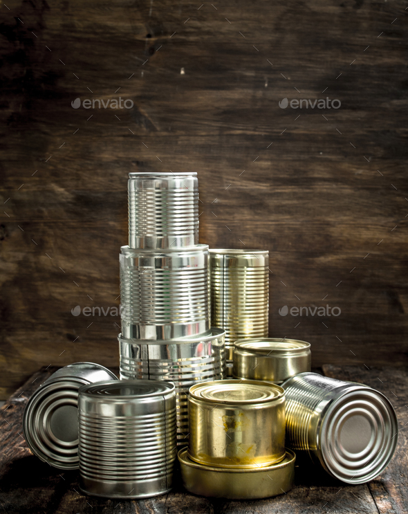 Food in tin cans. Stock Photo by Artem_ka | PhotoDune