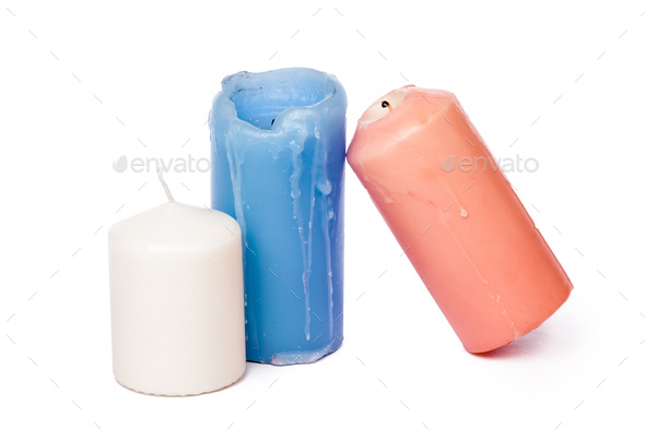 Wax colored candle isolated on white background close up Stock Photo by ...