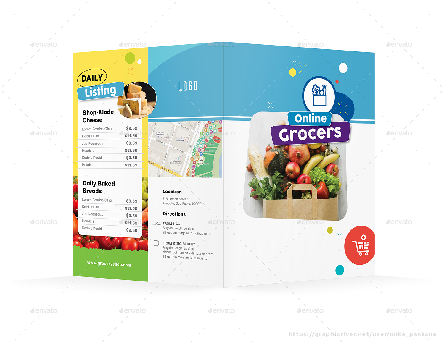 Grocery Shop Bifold Brochure, Print Templates | GraphicRiver