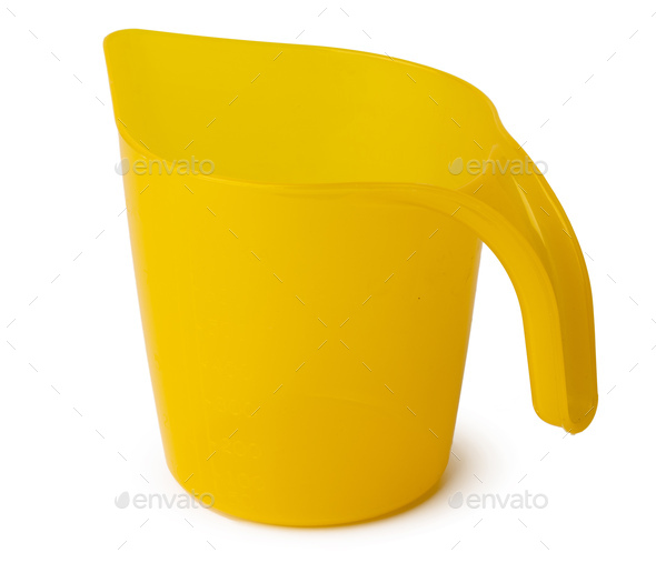 Yellow plastic household dipper isolated on white Stock Photo by ...