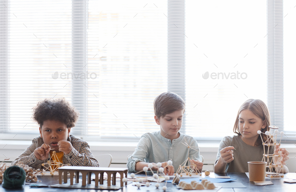 Children Making Models in Art and Craft Class Stock Photo by ...