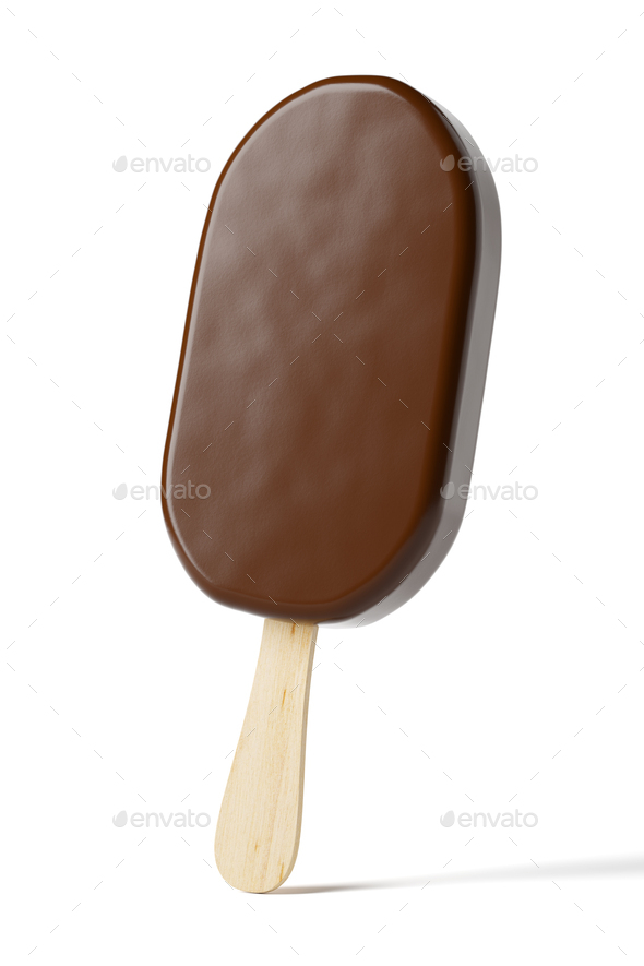 Brown chocolate popsicle ice cream isolated. 3D rendering. Stock Photo ...