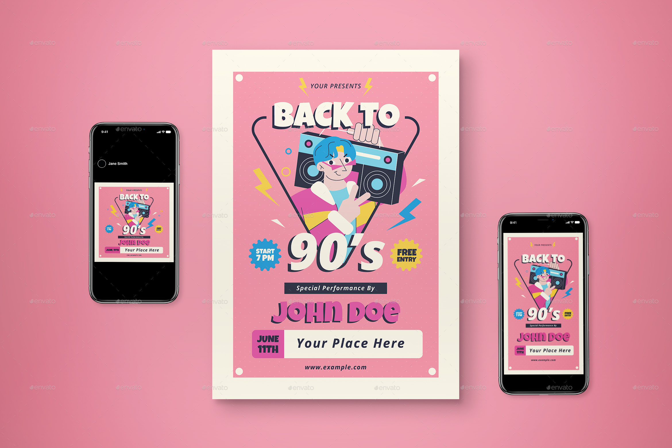 90's Music Flyer Set, Print Templates | GraphicRiver