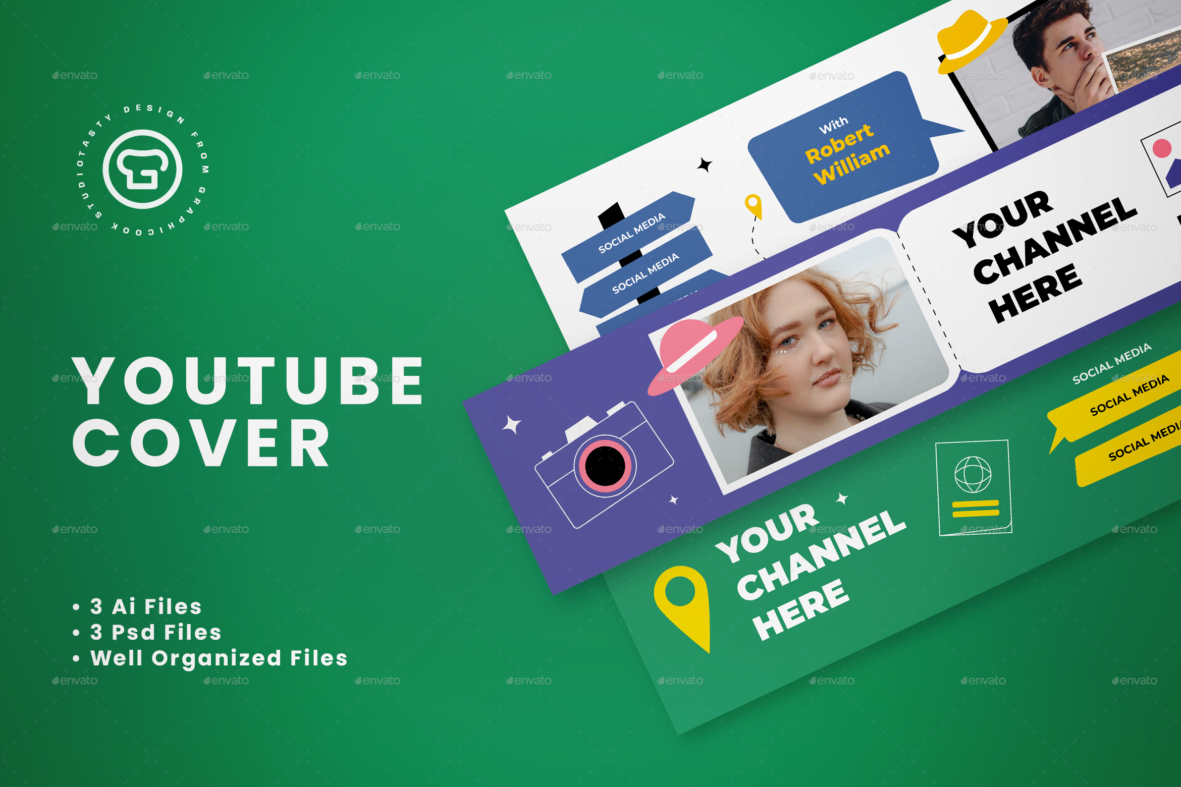Youtube Cover Travel Vlogger, Web Elements | GraphicRiver