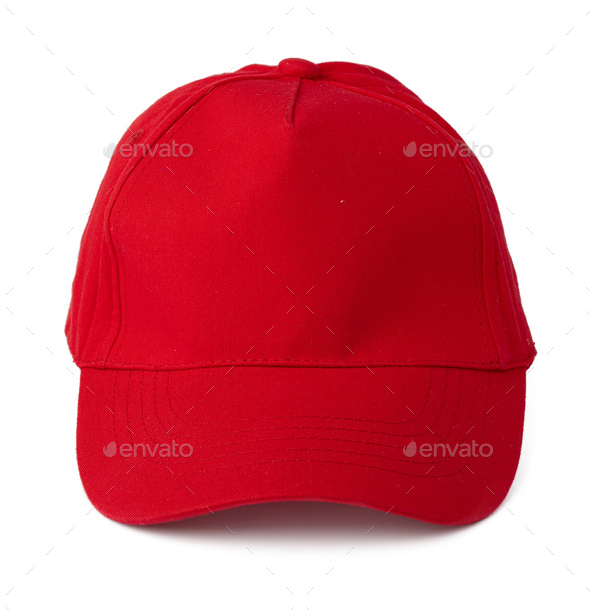 Red Baseball cap isolated on white background Stock Photo by FabrikaPhoto