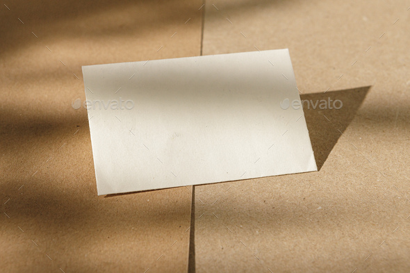 Foliage shadow on paper background with business card Stock Photo by ...
