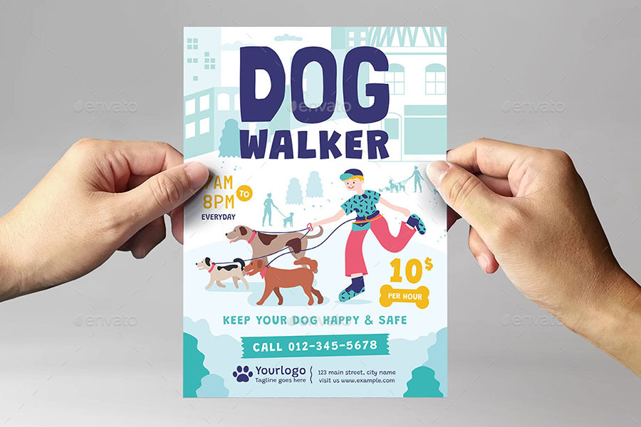 Dog Walker Flyer Template, Print Templates | GraphicRiver