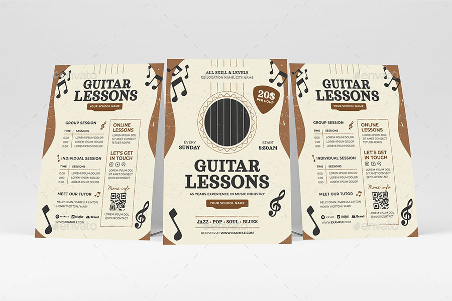 Guitar Lessons Flyer, Print Templates | GraphicRiver