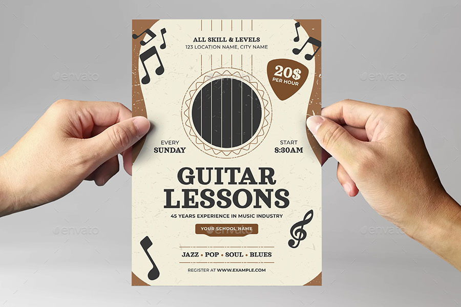 Guitar Lessons Flyer, Print Templates | GraphicRiver