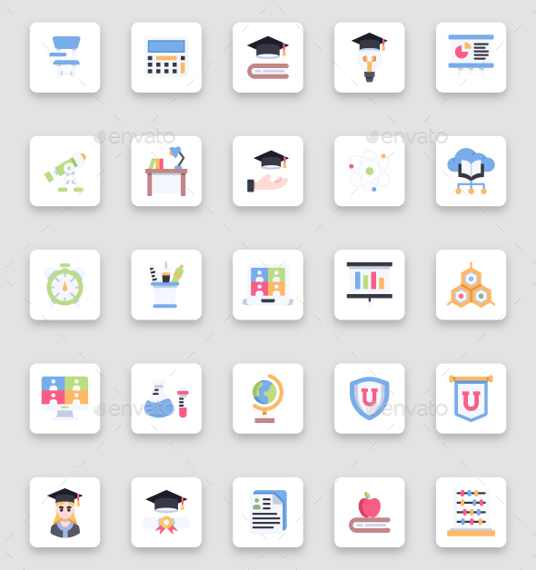 Education - Flat Collection Icon Set, Icons | GraphicRiver