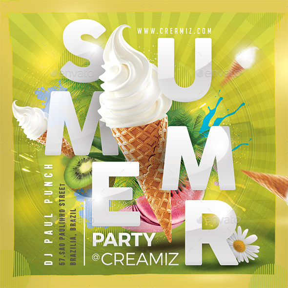 Ice Cream Summer Party Flyer by n2n44 | GraphicRiver