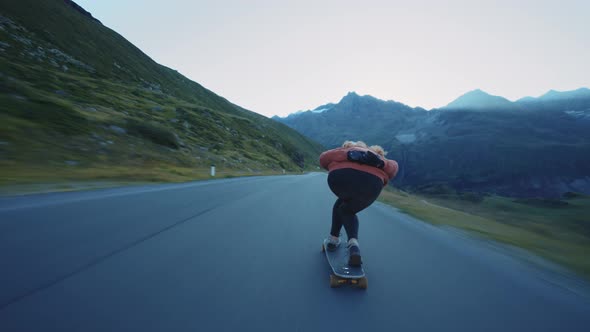 Cinematic downhill longboard session, Stock Footage | VideoHive