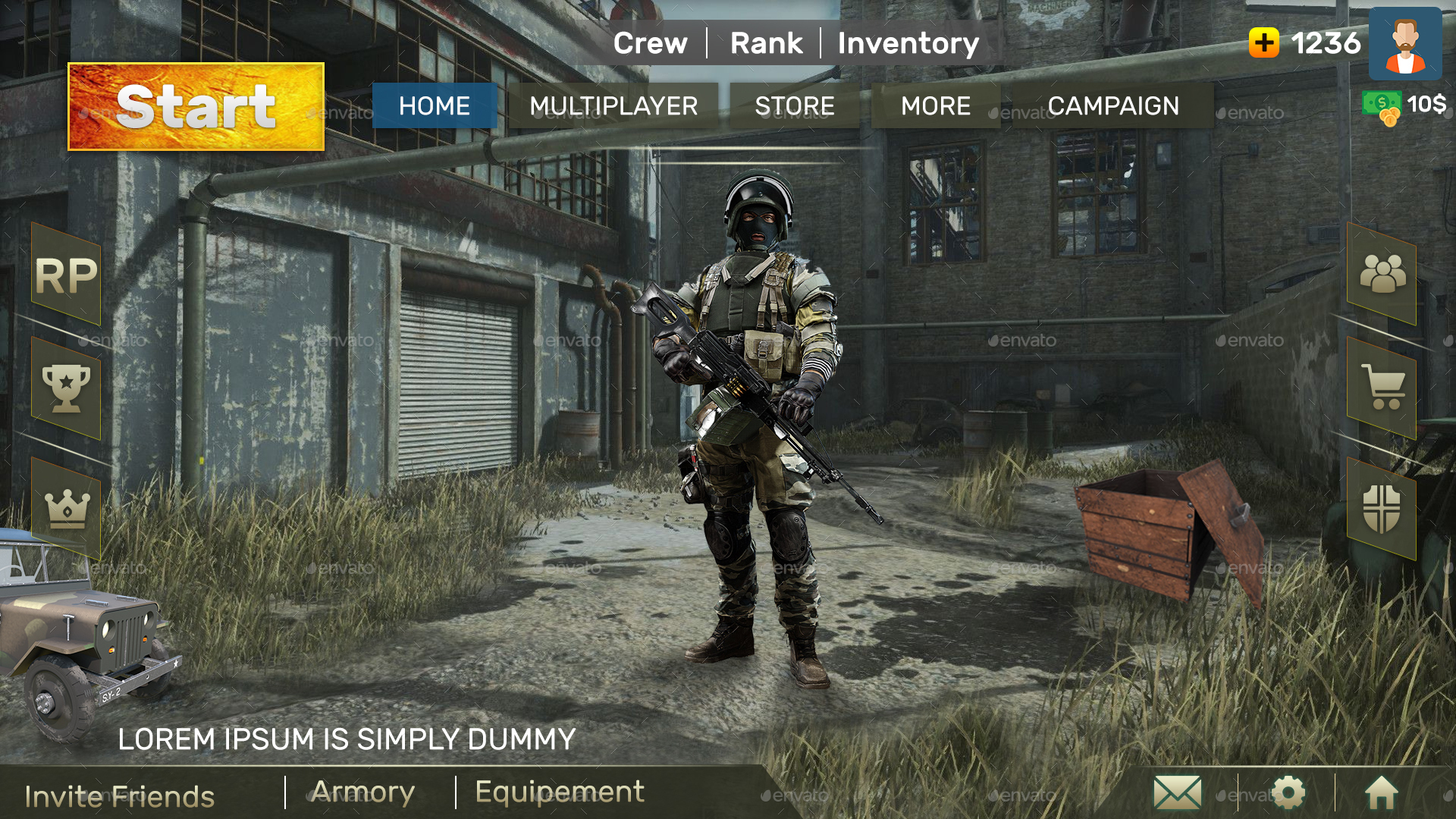 FPS War Fare UI Kit-2D First Person GUI Pack, Game Assets | GraphicRiver