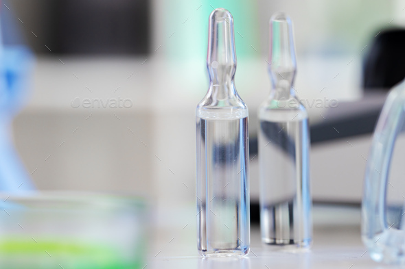 Glass bottle of medication for injections on table Stock Photo by ...