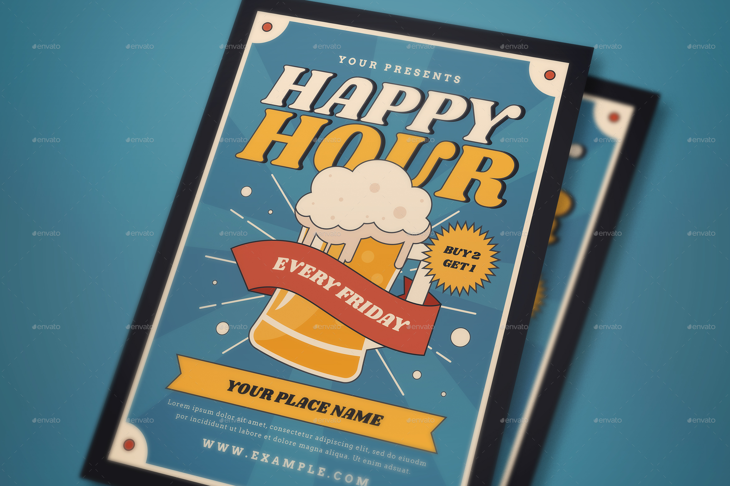Happy Hour Flyer Set, Print Templates | GraphicRiver