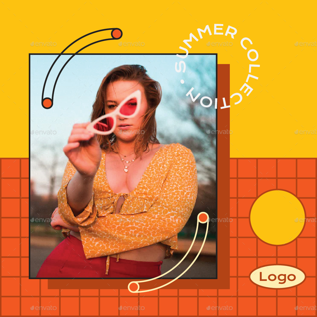 Colorful Retro Fashion Instagram, Web Elements | GraphicRiver